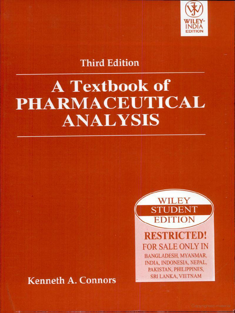 Textbook of Pharmaceutical Analysis by Kenneth A Connors | PDF