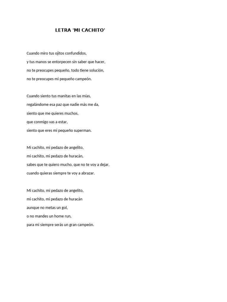 LETRA Mi Cachito | PDF