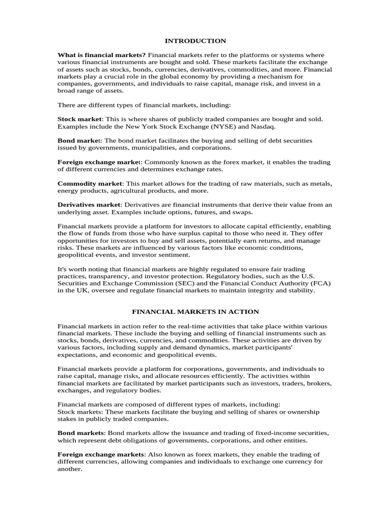 Bafin Chapter 7 Financial Markets An Overview | PDF | Financial Markets ...