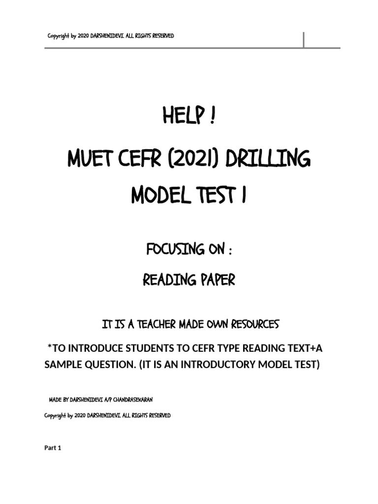 Help Muet Cefr 2021 Drilling Model Test 1 | PDF | Black Friday (Shopping)