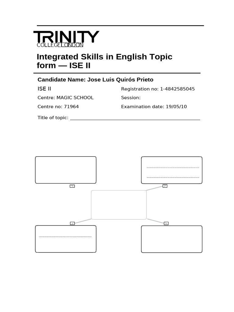 ISE II Topic Form for B1 Test | PDF