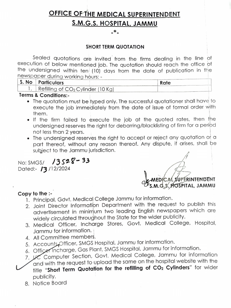 Short Term Quotation SMGSH 2024 | PDF