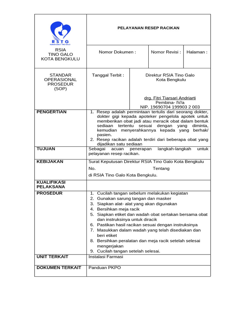 A) 3 SOP PELAYANAN RESEP RACIKAN | PDF
