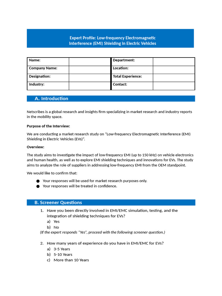 Screener - Low-Frequency EMI Shielding - 20250107 | PDF
