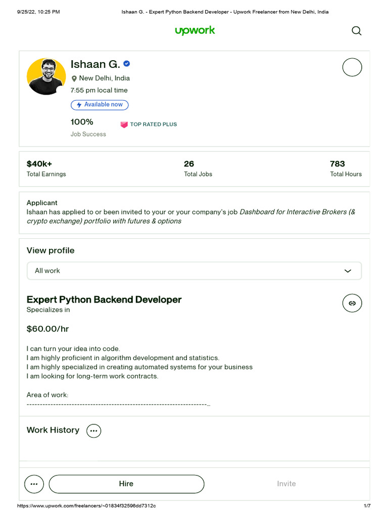 Ishaan G. - Expert Python Backend Developer - Upwork Freelancer From New Delhi, India | PDF ...