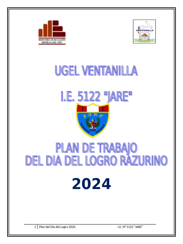 Plan 2do Dia Del Logro-2024 | PDF | Enseñando | Salón de clases