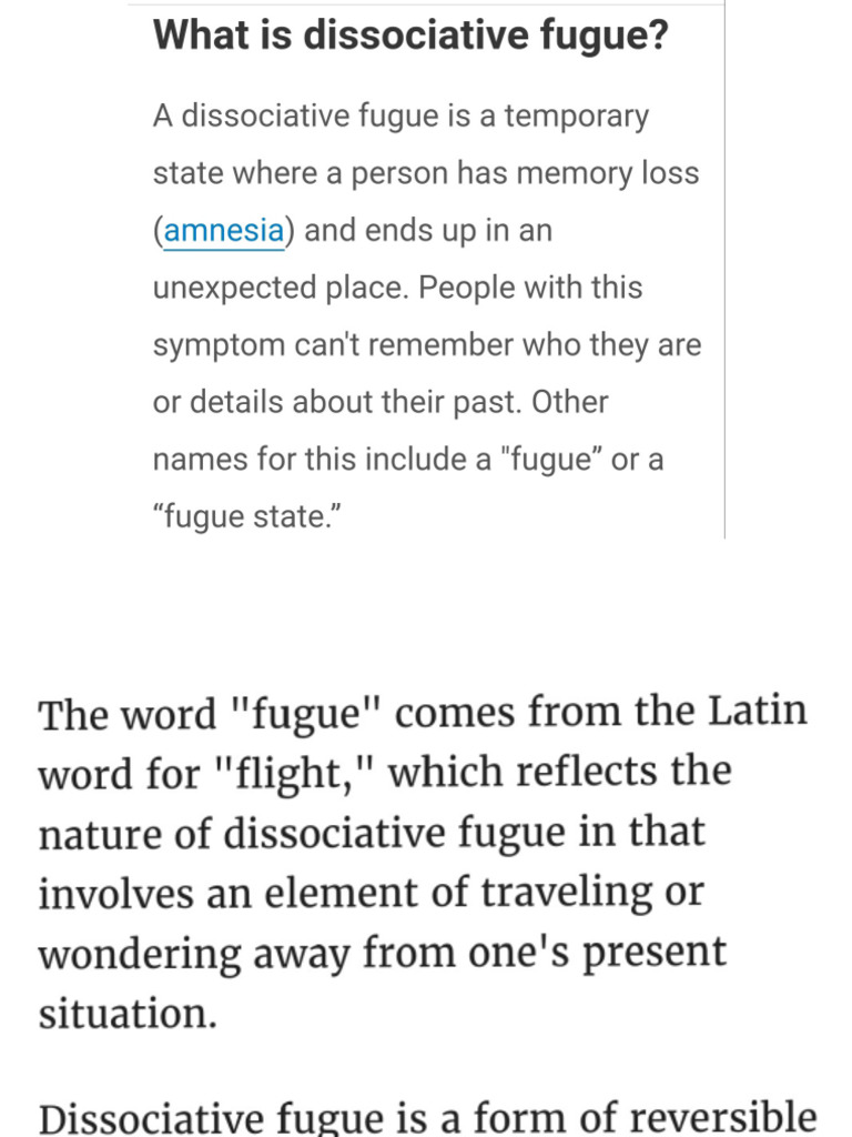 Dissociative Fugue | PDF