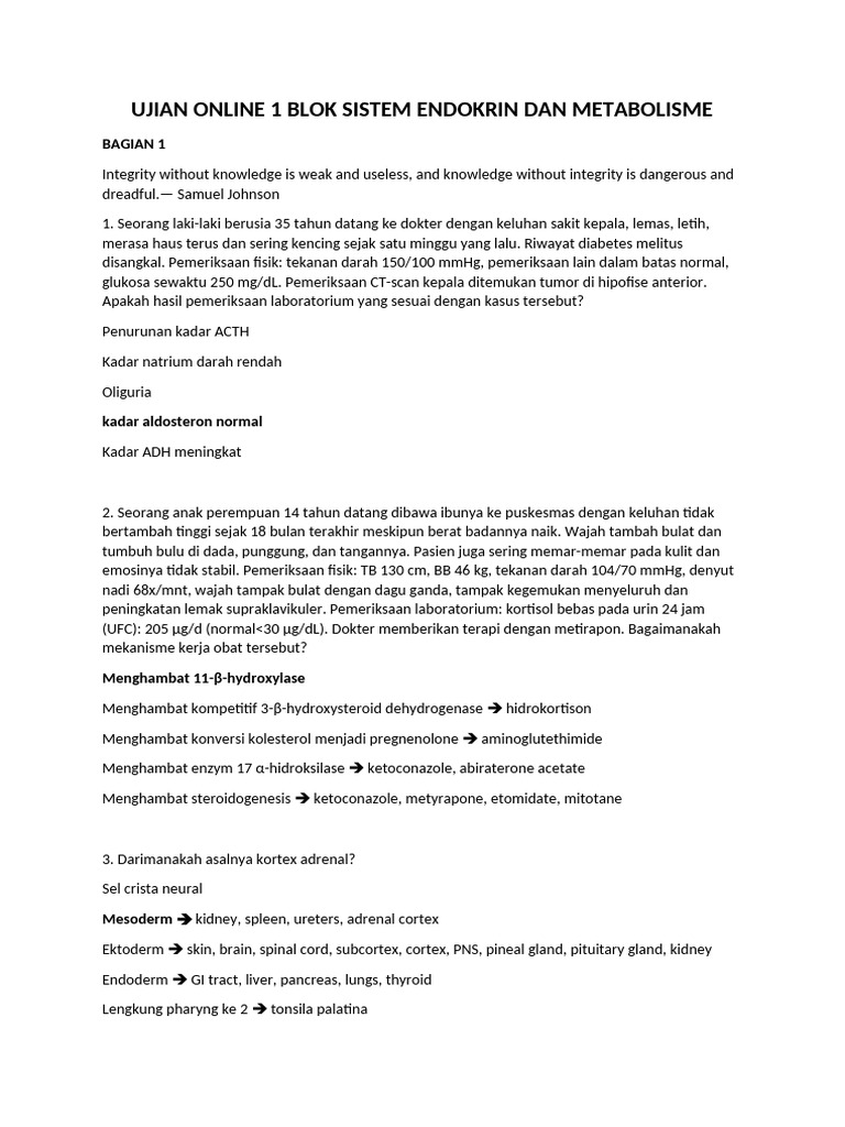 UT2 Endokrin 2018 | PDF