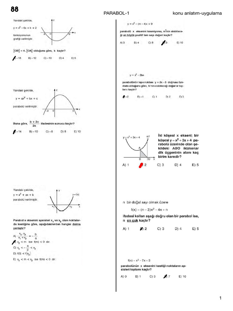 Parabol-1 Konu Anlatım-Uygulama | PDF