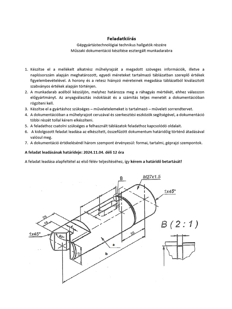 Rögzítő Tengely Feladatkiírás - 20241021 - 13D | PDF