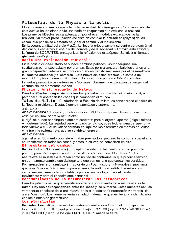 Filosofía Presocratico +sofistas | PDF | Filosofía griega antigua ...