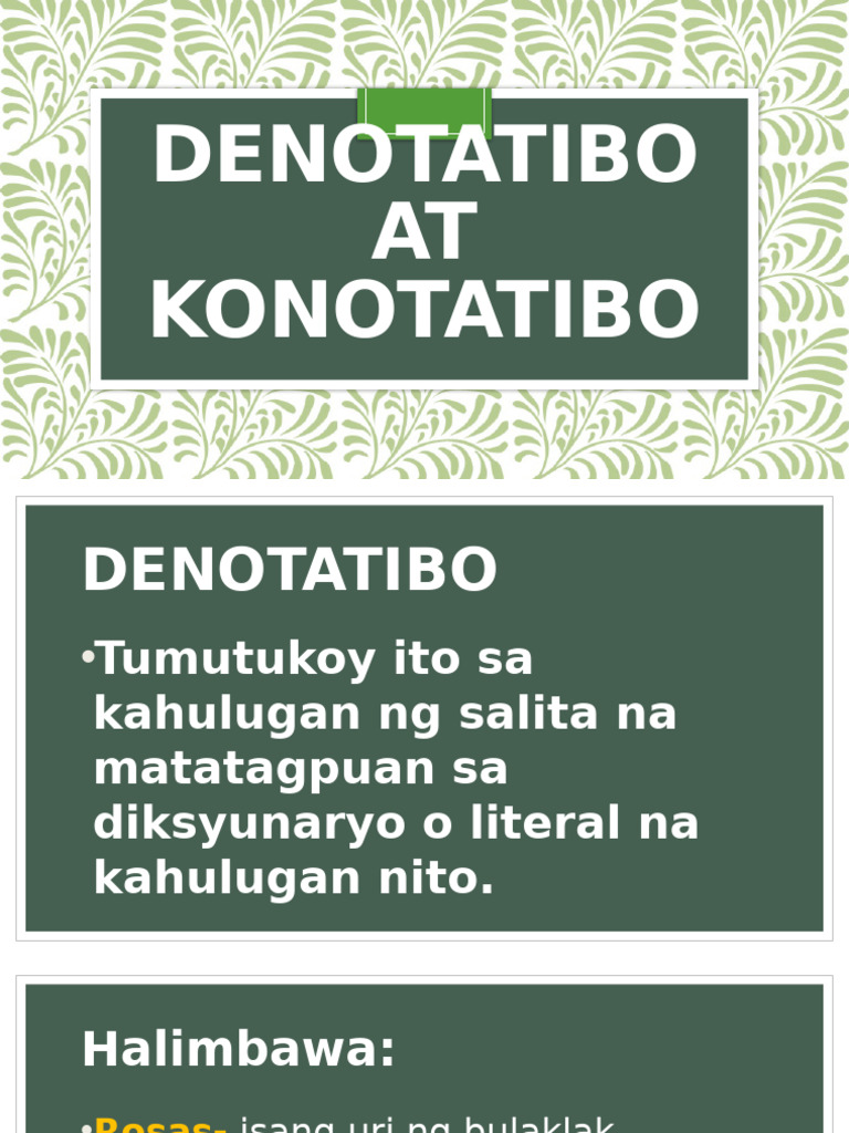 Denotatibo at Konotatibo | PDF