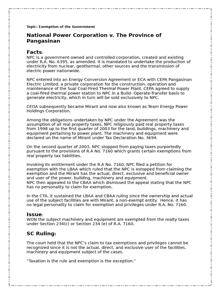 Exemption of The Government Cases | PDF | Taxes | Tax Exemption