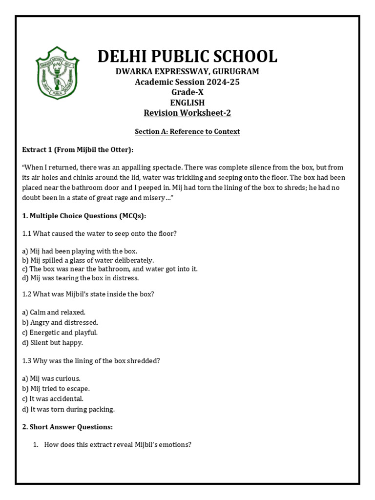 English Revision Worksheet - 2 Final | PDF