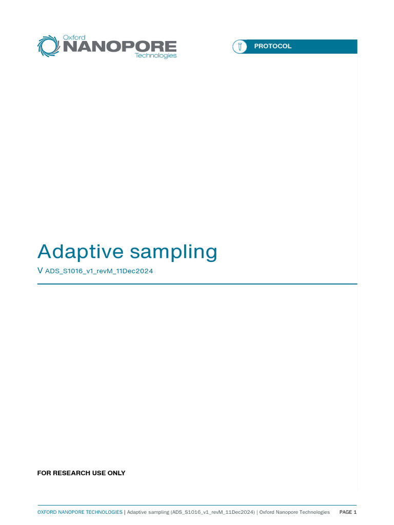Adaptive Sampling Protocol for Nanopore | PDF | Dna Sequencing | Genome