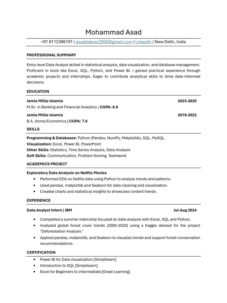 Resume - Asad Updated | PDF