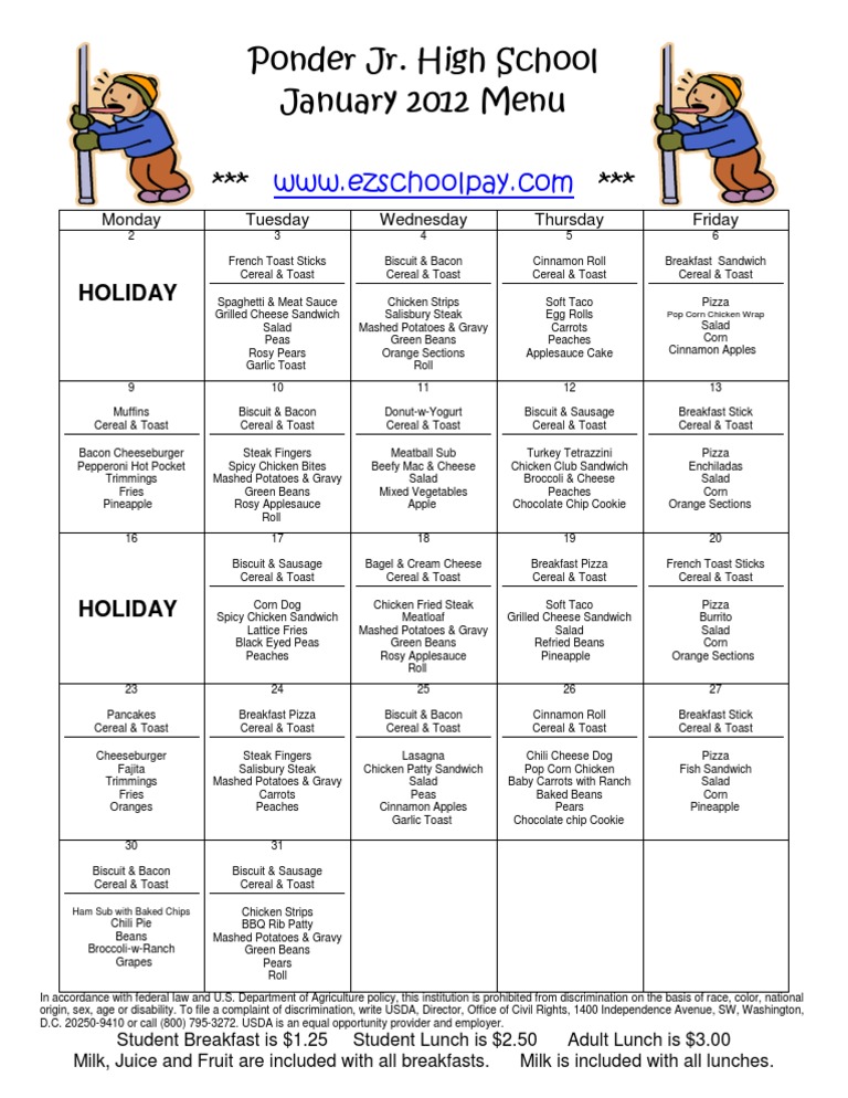 January Menu | PDF | Sausage | Salad
