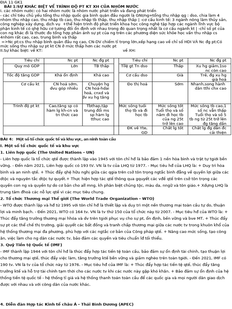 ĐỊA 11 GK1 (1) | PDF