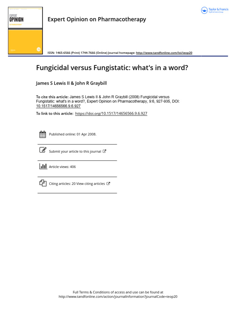 Fungicidal vs. Fungistatic: Key Insights | PDF | Aspergillus | Microbiology