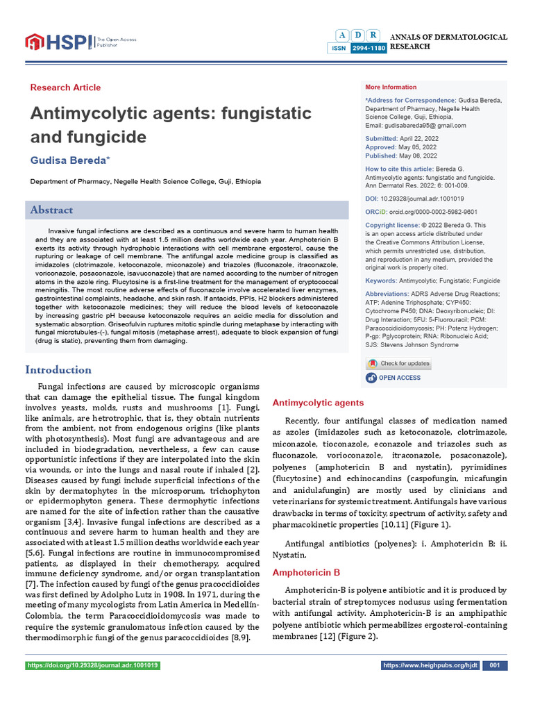 Antimycolytic Agents, Fungistatic and Fungicide | PDF | Medical ...