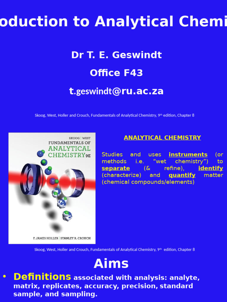 Introduction to Analytical Chemistry Basics | PDF | Analytical ...