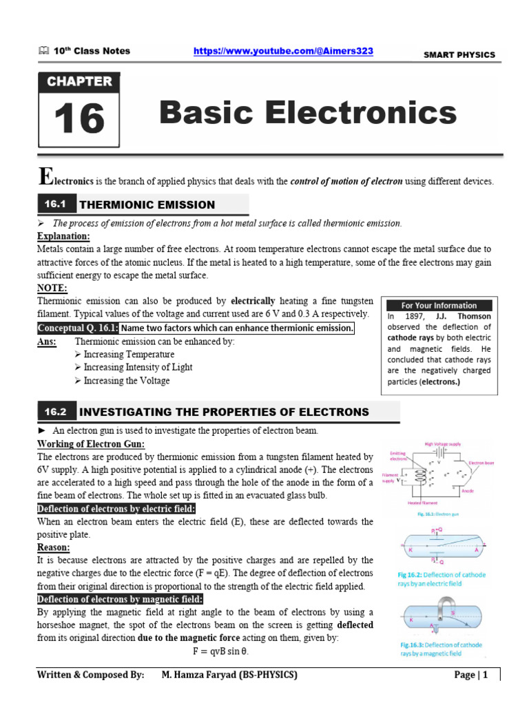 CH-16 Basic Electronics (10th Physics) | PDF | Logic Gate | Electron
