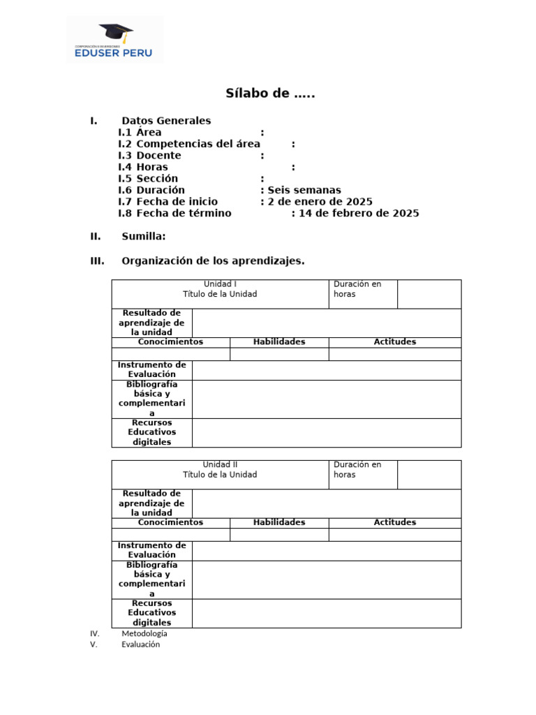 Formato de Silabus | PDF