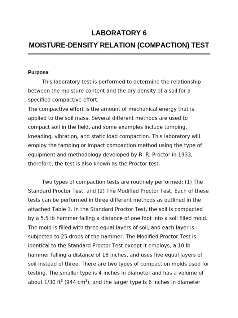 Laboratory 6 Compaction | PDF | Soil Science | Earth Sciences
