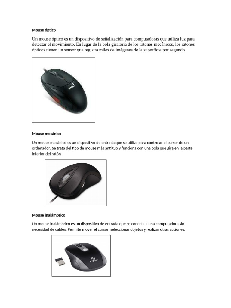 MOUSE OPTICO Y MAS CON DEFINICION Y IMAGEN | PDF