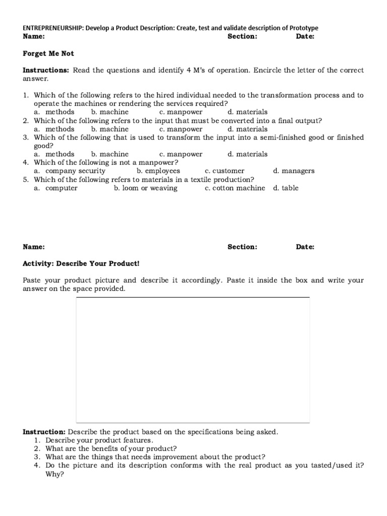 Entrep Module 2 Lesson 1 No Ans Key | PDF | Prototype | Usability