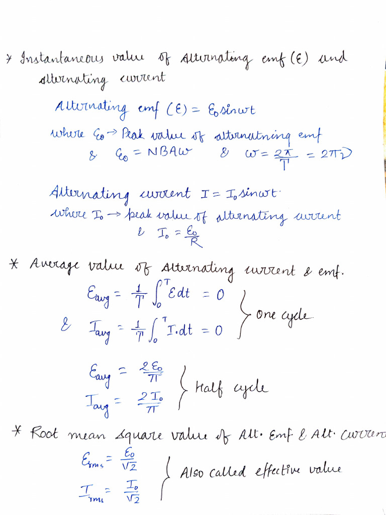 Alternating Current Formula List | PDF