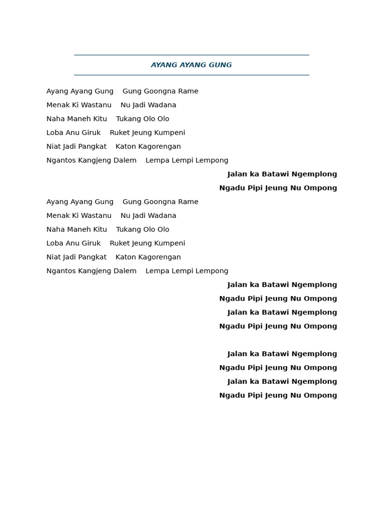 Ayang Ayang Gung | PDF