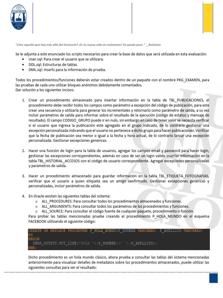 Ex Amen Practico Unidad I | PDF | SQL | Bases de datos