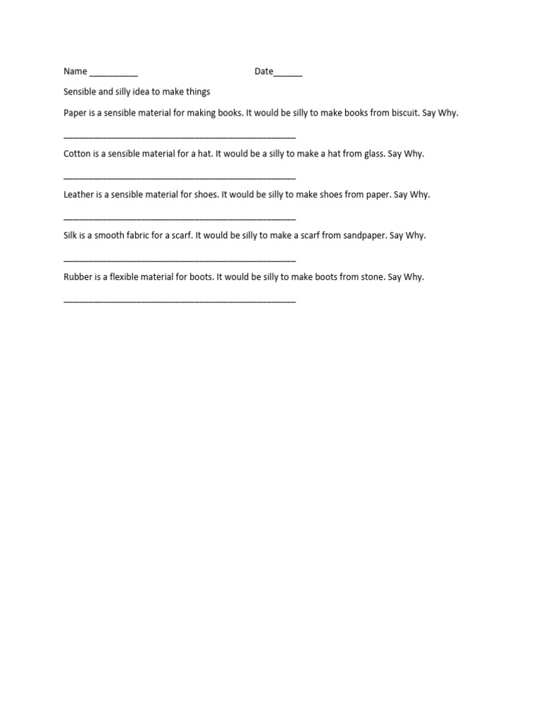 Sensible vs. Silly Material Choices | PDF