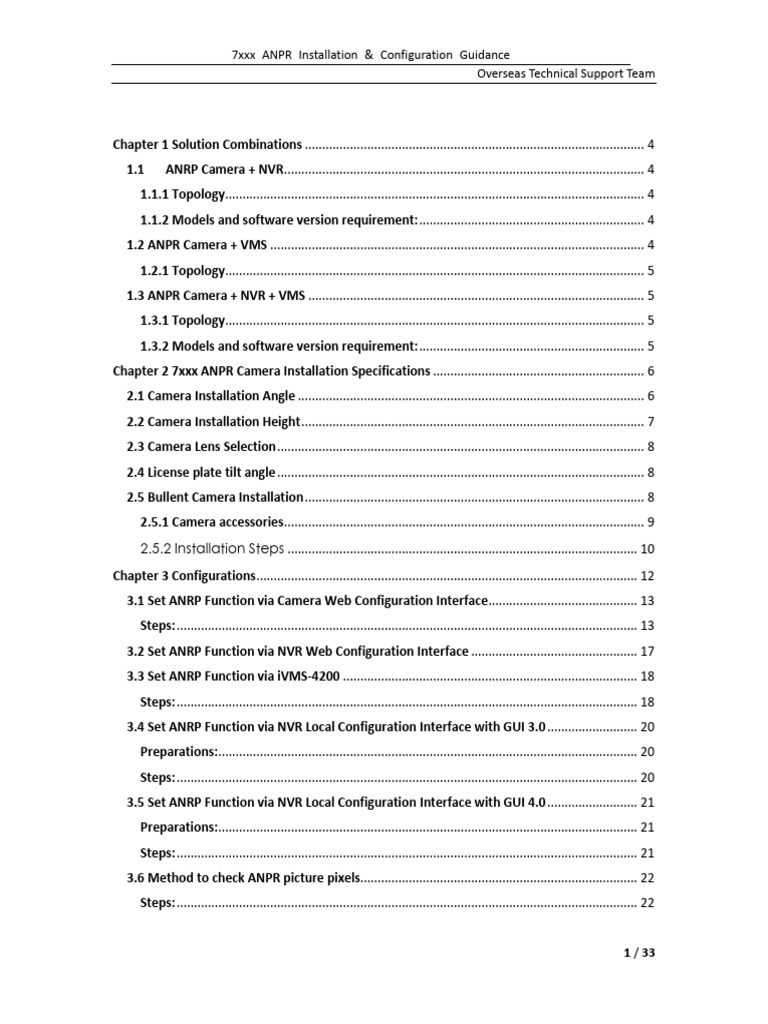7xxx ANPR Installation - Configuration Guidance | PDF | Image Resolution | Camera