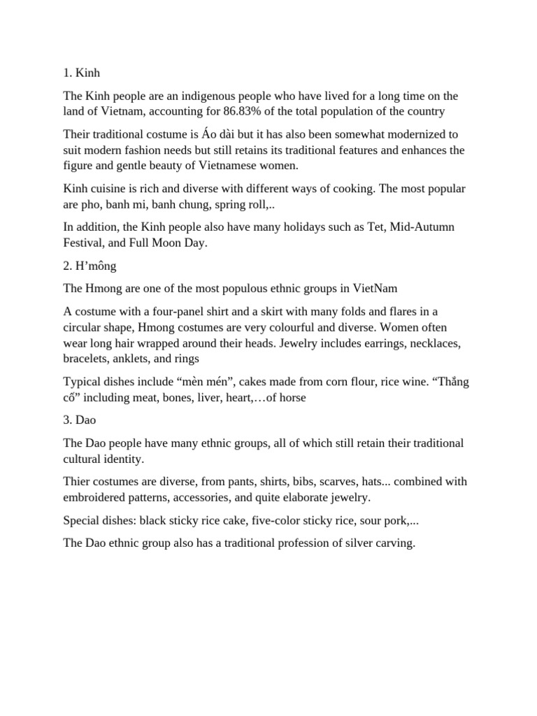 Kinh People: Culture and Cuisine | PDF