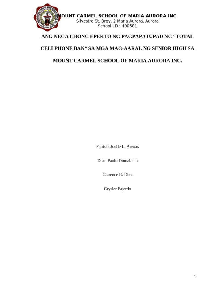 Research Project (Pagsulat Sa Wikang Filipino) | PDF