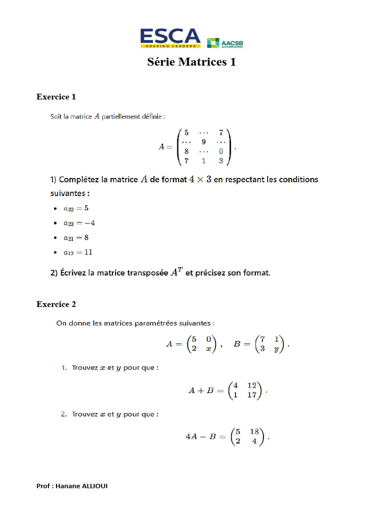 Serie Matrices - 1 | PDF
