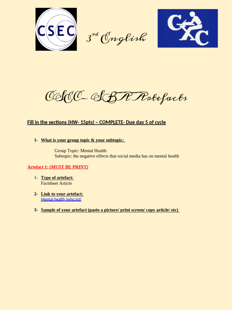 CSEC SBA Artefacts. Aleesha Huang | PDF