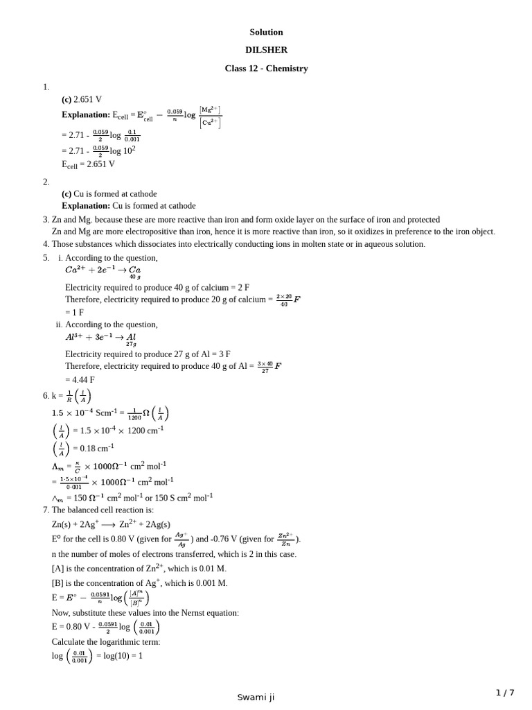 Class 12 Chemistry Solutions Guide | PDF | Glycogen | Coordination Complex