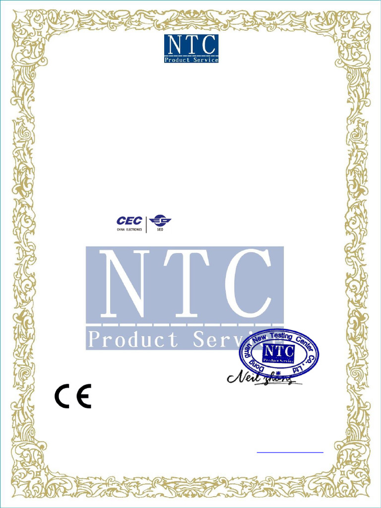 CE LVD Certification NTC-SC2205014 | PDF
