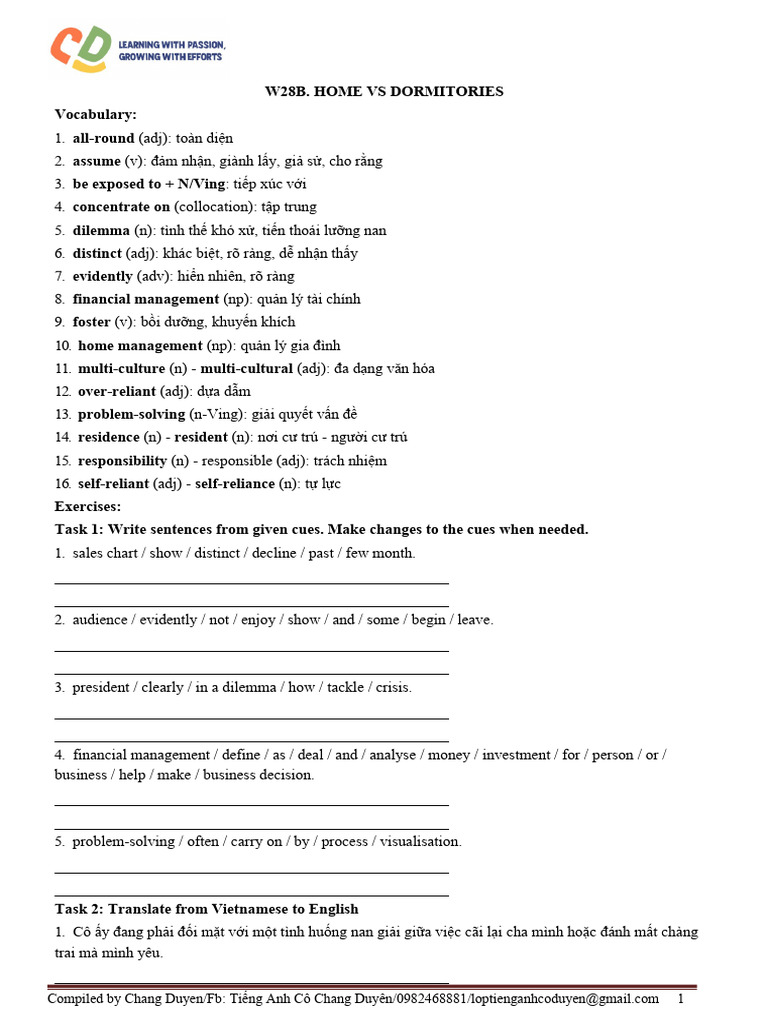 W28B. Home VS Dormitories | PDF | Vietnam