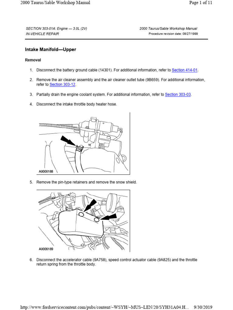 Upper Intake Manifold Removal Guide | PDF | Throttle | Vehicle Technology