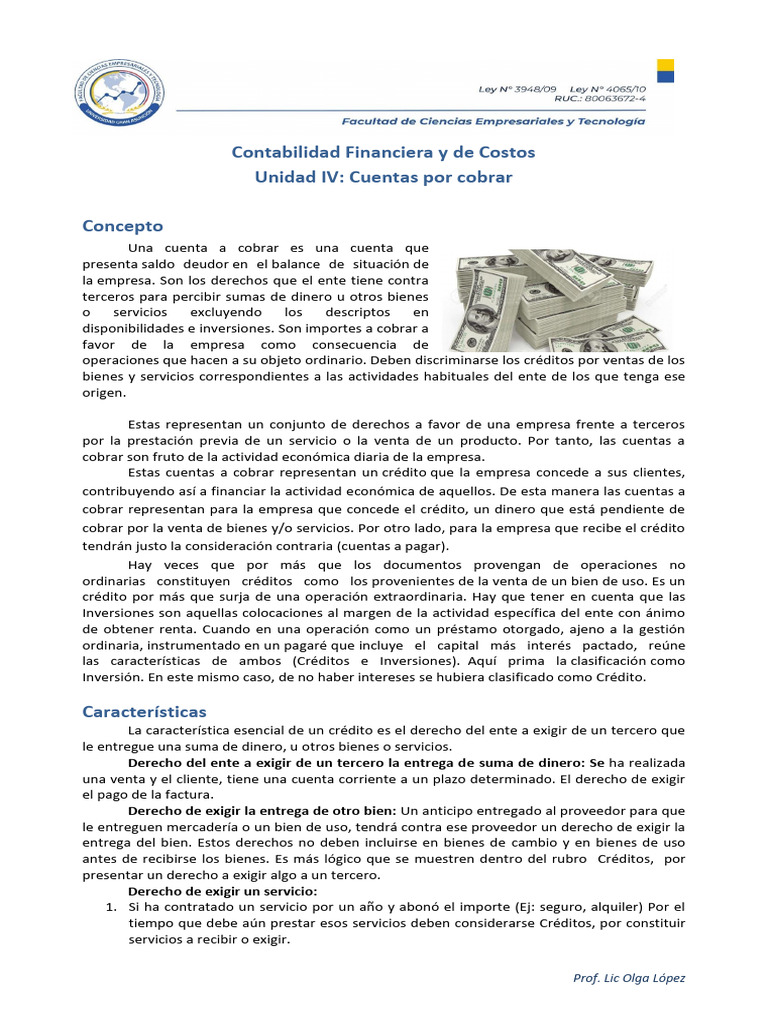 Unidad IV - Contabilidad Financiera y de Costos | PDF | Bancos | Business