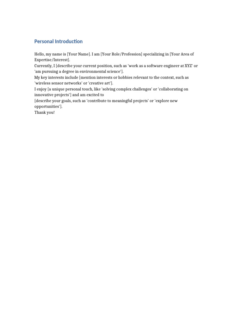 Personal Introduction | PDF