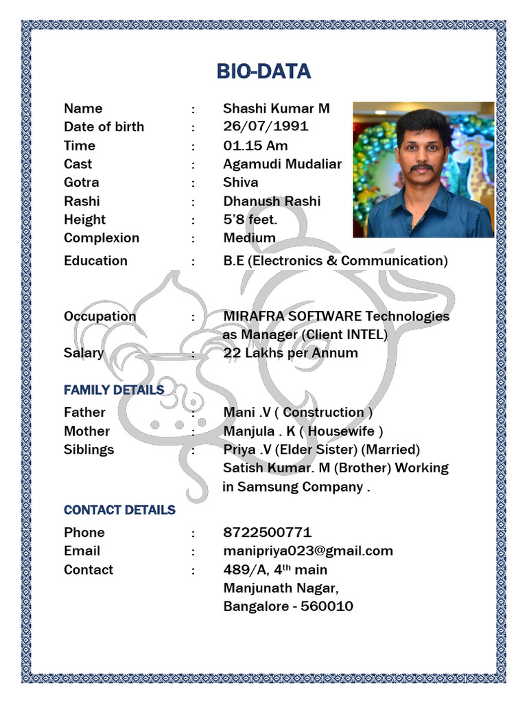 Marriage-biodata-in-Word Shashi | PDF