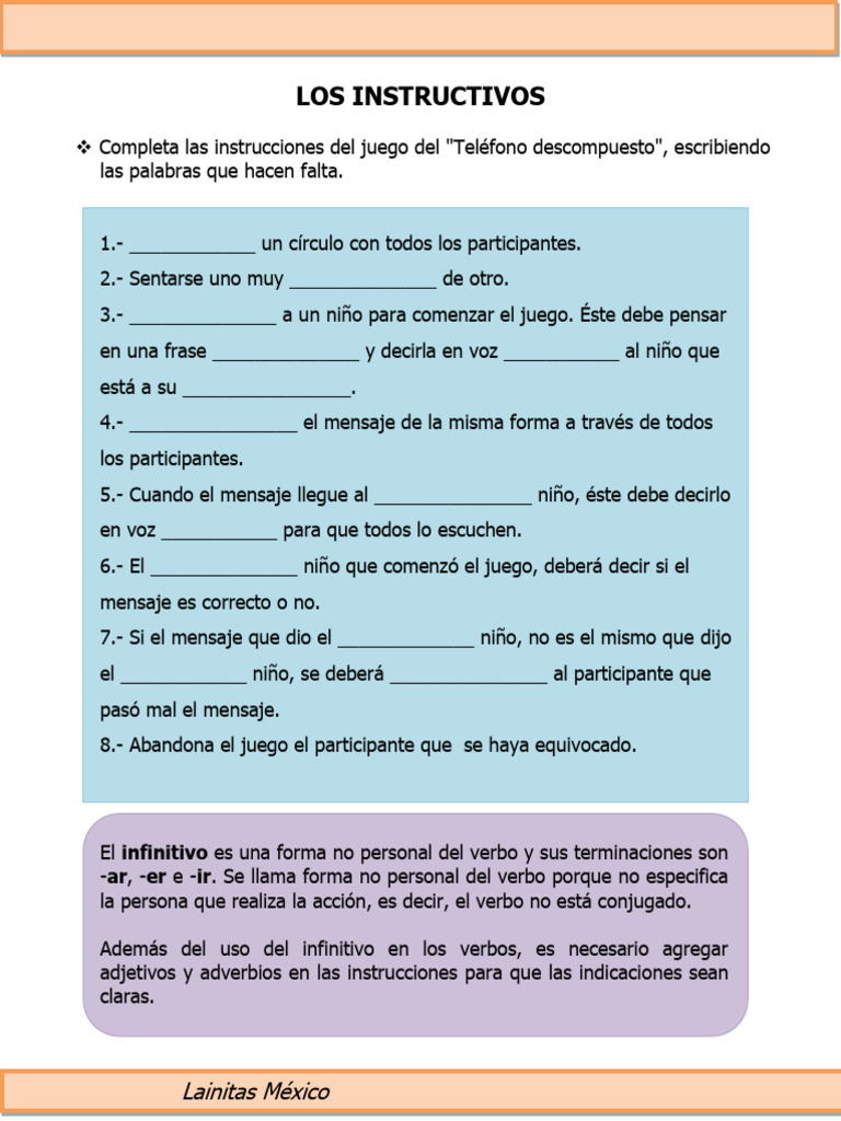 6to Grado - Español - Los Instructivos | PDF