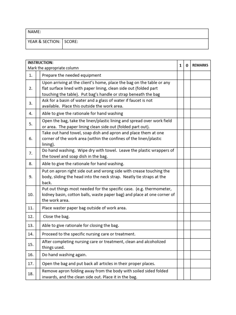 PHN Bag Evaluation Tool | PDF