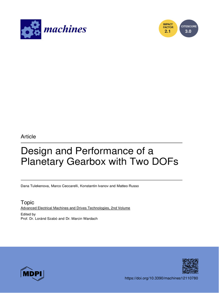 Machines 12 00780 With Cover | PDF | Force | Gear