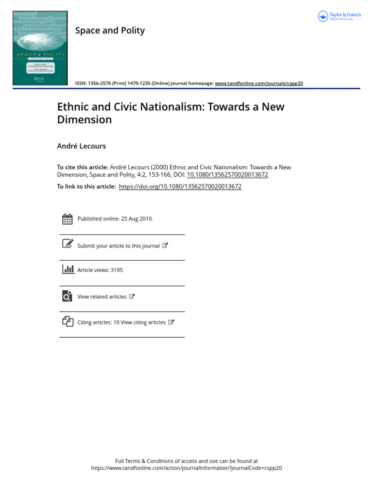 Ethnic and Civic Nationalism Towards A New Dimension | PDF ...